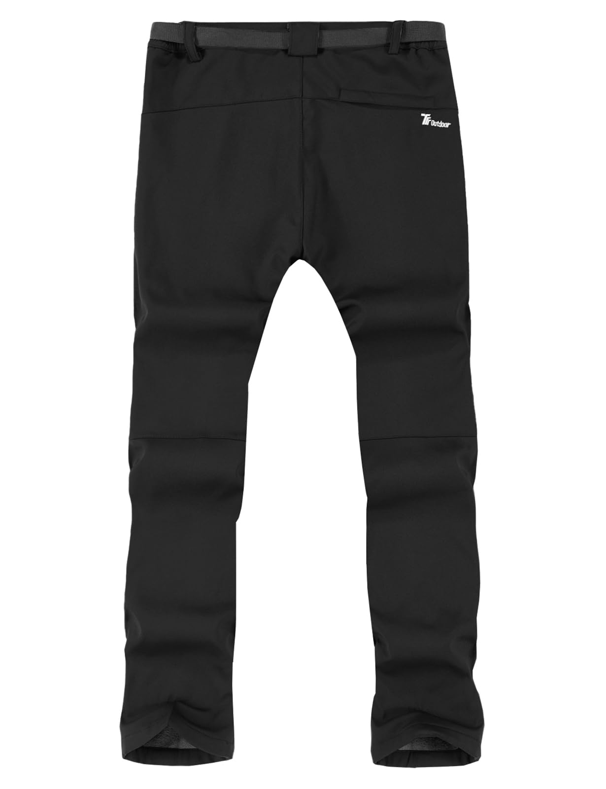 TBMPOY Men's Snow Ski Hiking Pants Waterproof Winter Fleece Lined Pants Camping Skiing Ice Fishing Pants with Belt 01 Thick Black L
