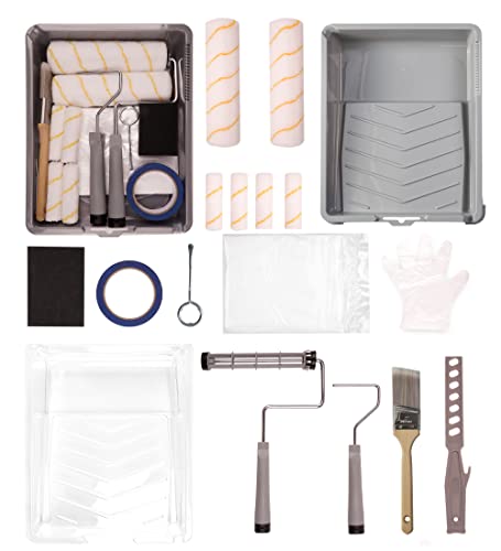 VOOMEY 17 Piece Paint Roller Kit - Paint Rollers 9"4", Paint Roller Frame,Paint Trays, Microfiber Roller Cover, Paint Kit for House Painting,Paint Brushes for Painting Walls