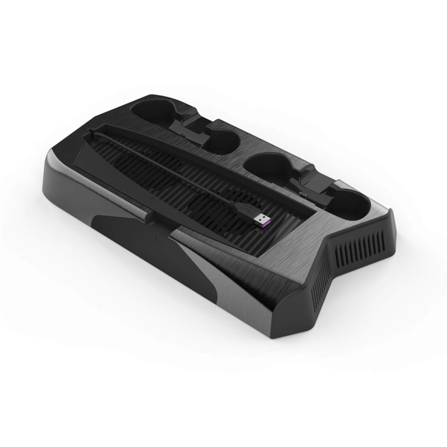 Woolia Vertical Stand Cooling Fan Station for Playstation 5 Digital Edition/Ultra HD, PS5 Stand with 14 Retractable Game Slots & Organizer USB Ports & Dual Controller Charging Dock & LED Indicators