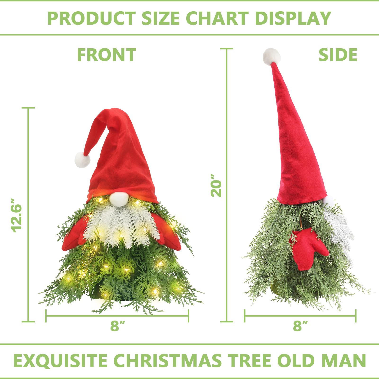SY Super Bang Small Prelit Christmas Tree, Tabletop Mini Christmas Tree Ornaments for Home Decor, Gnome Christmas Decorations for Holiday Party Birthday Thanksgiving, Green.