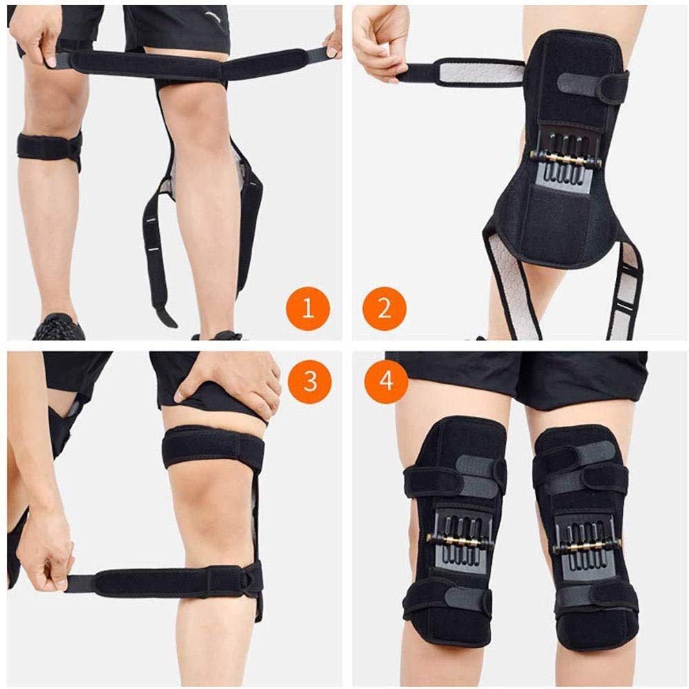 XIAORAN Knee Support - Adjustable Knee Pad Brace - Power Lift Joint Support Knee Pads Powerful Rebound Spring Force - for Gym Running Walking Basketball - Sports Injury Rehabilitation & Protection