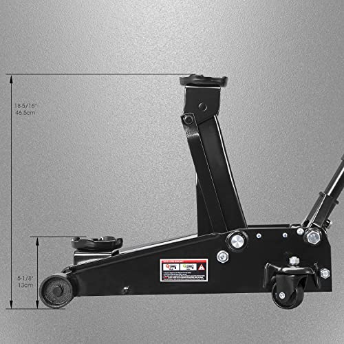 Torin ATZ830026XB Hydraulic Ultra Low Profile Heavy Duty Steel Service/Floor Jack with Dual Piston Quick Lift Pump, 3 Ton (6,000 lb) Capacity, Black