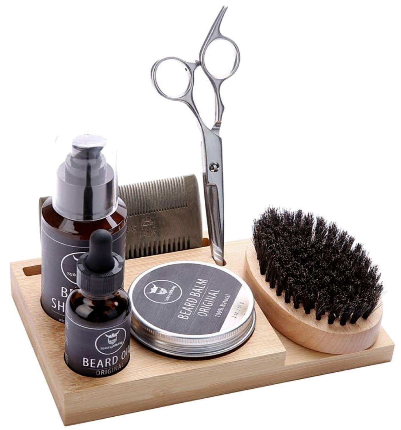 Striking Viking Beard Caddy Countertop Bathroom Organizer for Beard Products - Beard Product Holder for Beard Oil,Beard Balm,Beard Wash,Beard Comb,Beard Brush & Scissors (1pc Organizer Caddy)