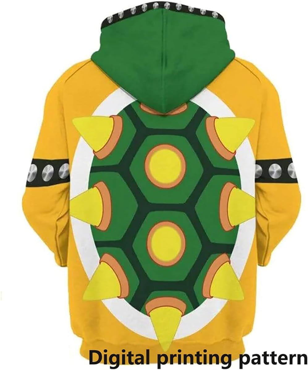 Super Brothers Peach Luigis Bowser 3D Printed Full Hooded Sweatshirt Cosplay Comics Costume for Unisex Kids