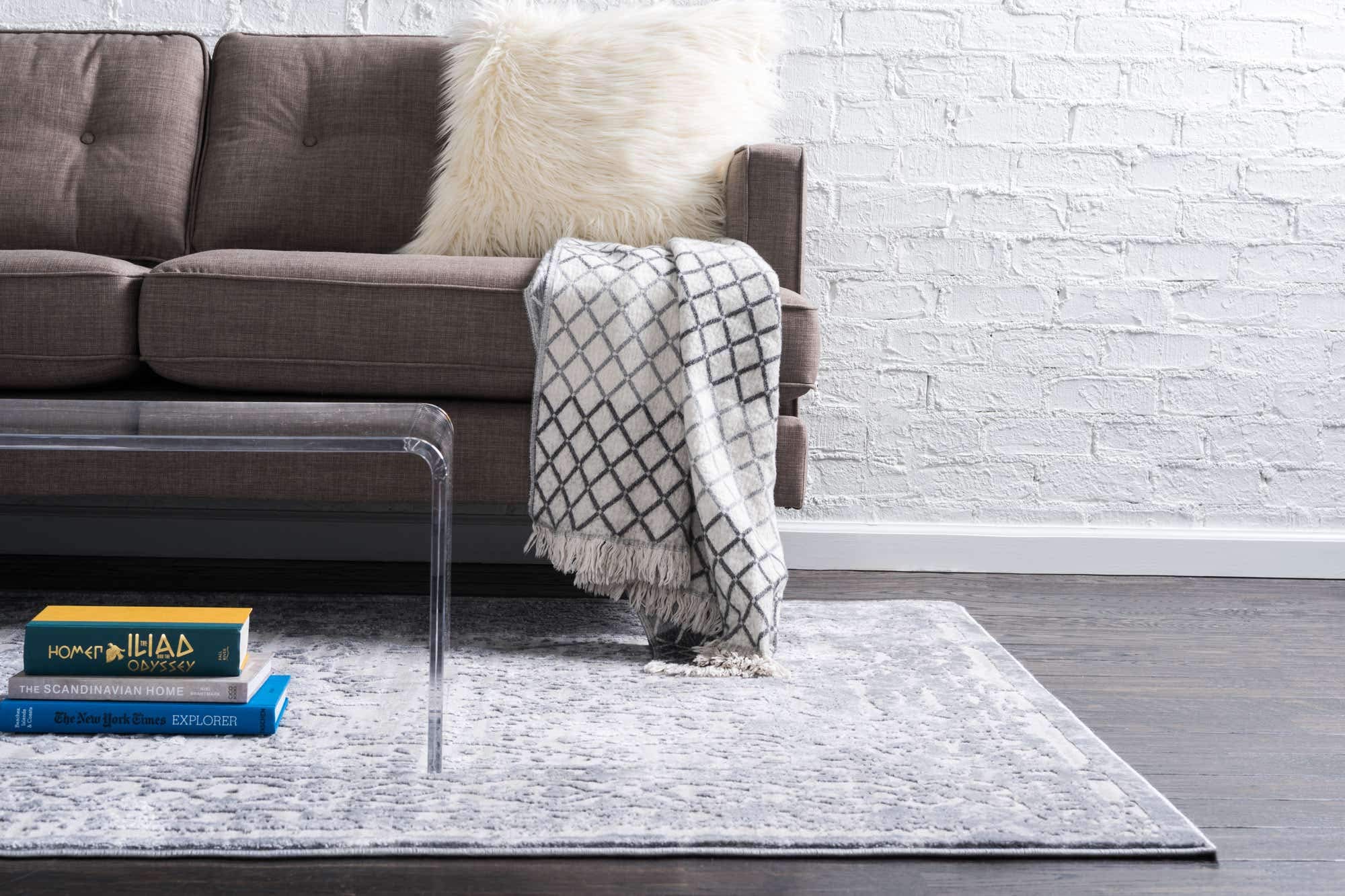 Unique Loom Aberdeen Collection Area Rug - Derbyshire (5' 1" x 8' Rectangle, Gray/ Navy Blue)