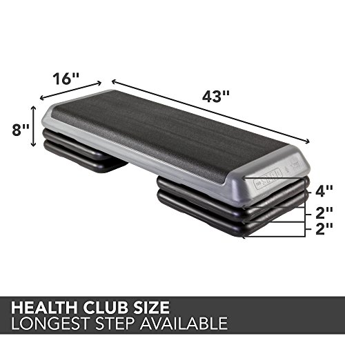 The Step (Made in USA Original Aerobic Platform for Total Body Fitness β Health Club 4 Risers Grey