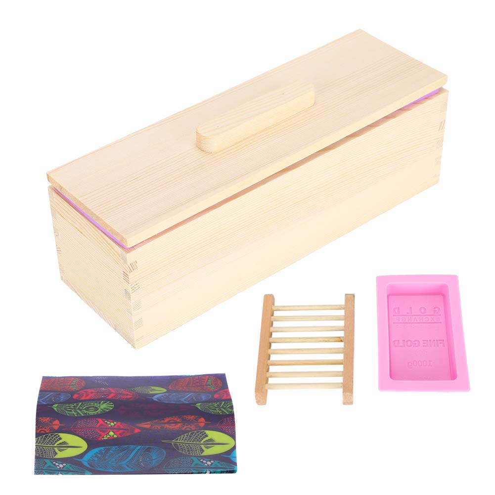 Wooden Soap Making Molds Kit Silicone Soap Mold Wood Box for Soap Making Supplies Cutter