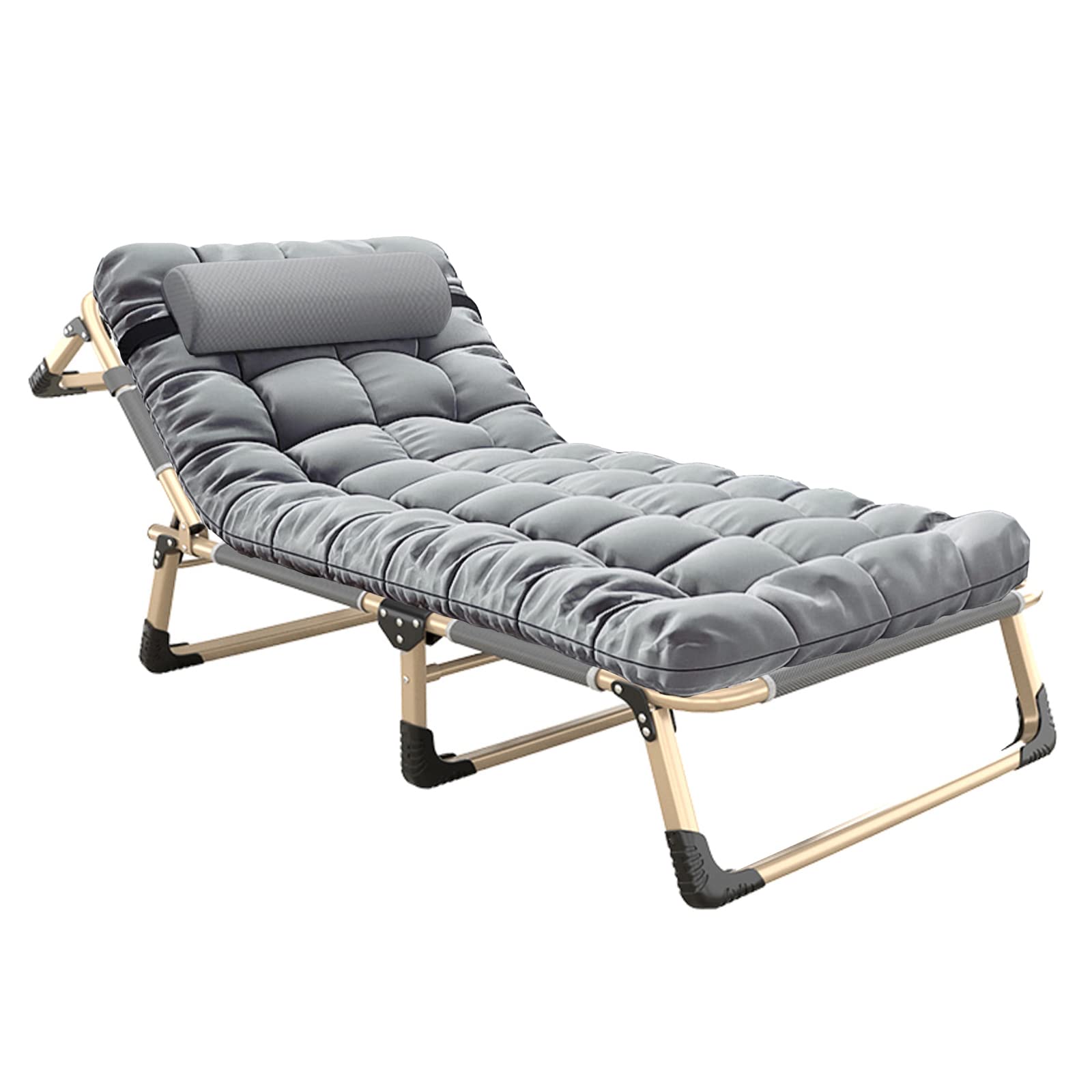 ZZYYQ Camping Cot,Outdoor Portable Folding Camping Cot, Adjustable 5-Position Adults Sleeping cots with Mattress, Patio Folding Lounge Chair Sleeping Cots Bed, Home Office Vacation Nursing