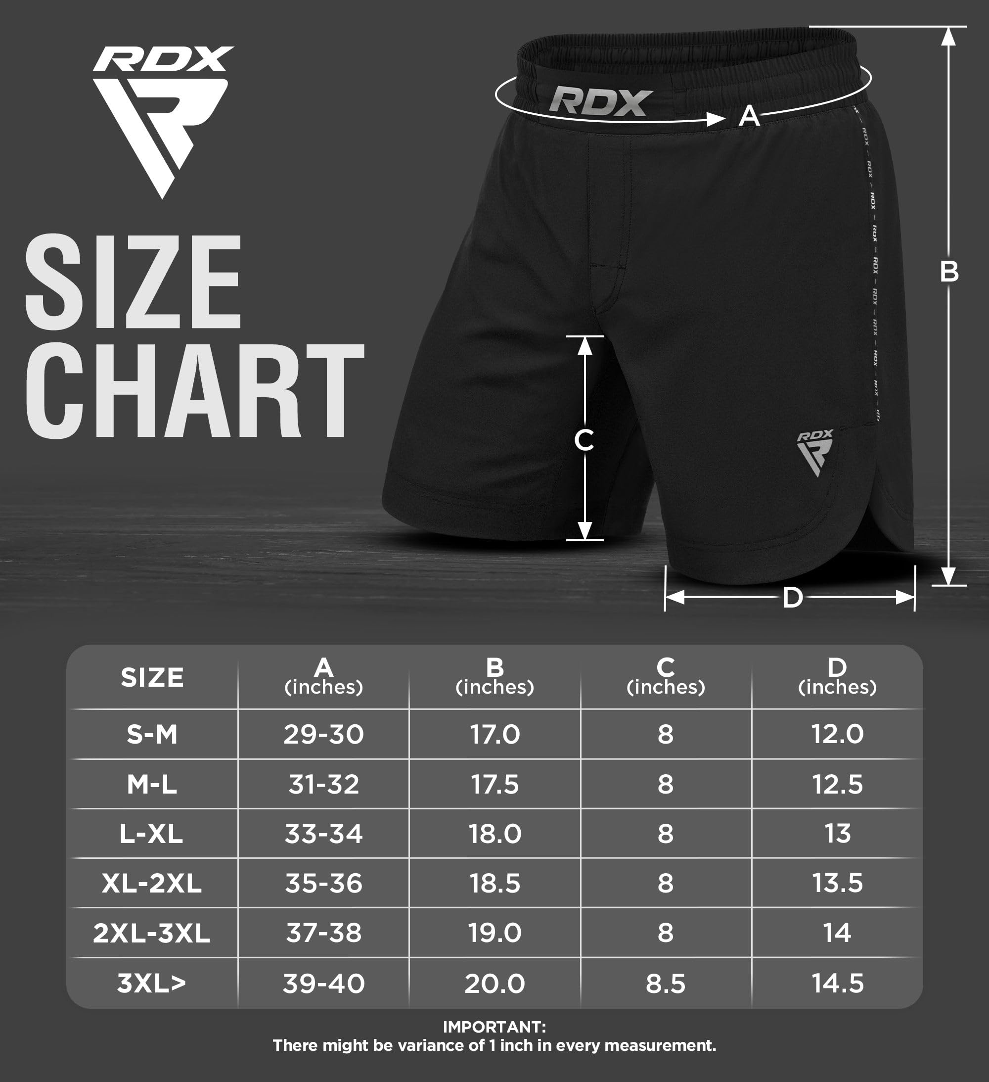 RDX MMA Shorts for Training & Kickboxing β Fighting Shorts for Martial Arts, Cage Fight, Muay Thai, BJJ, Boxing, Grappling Black