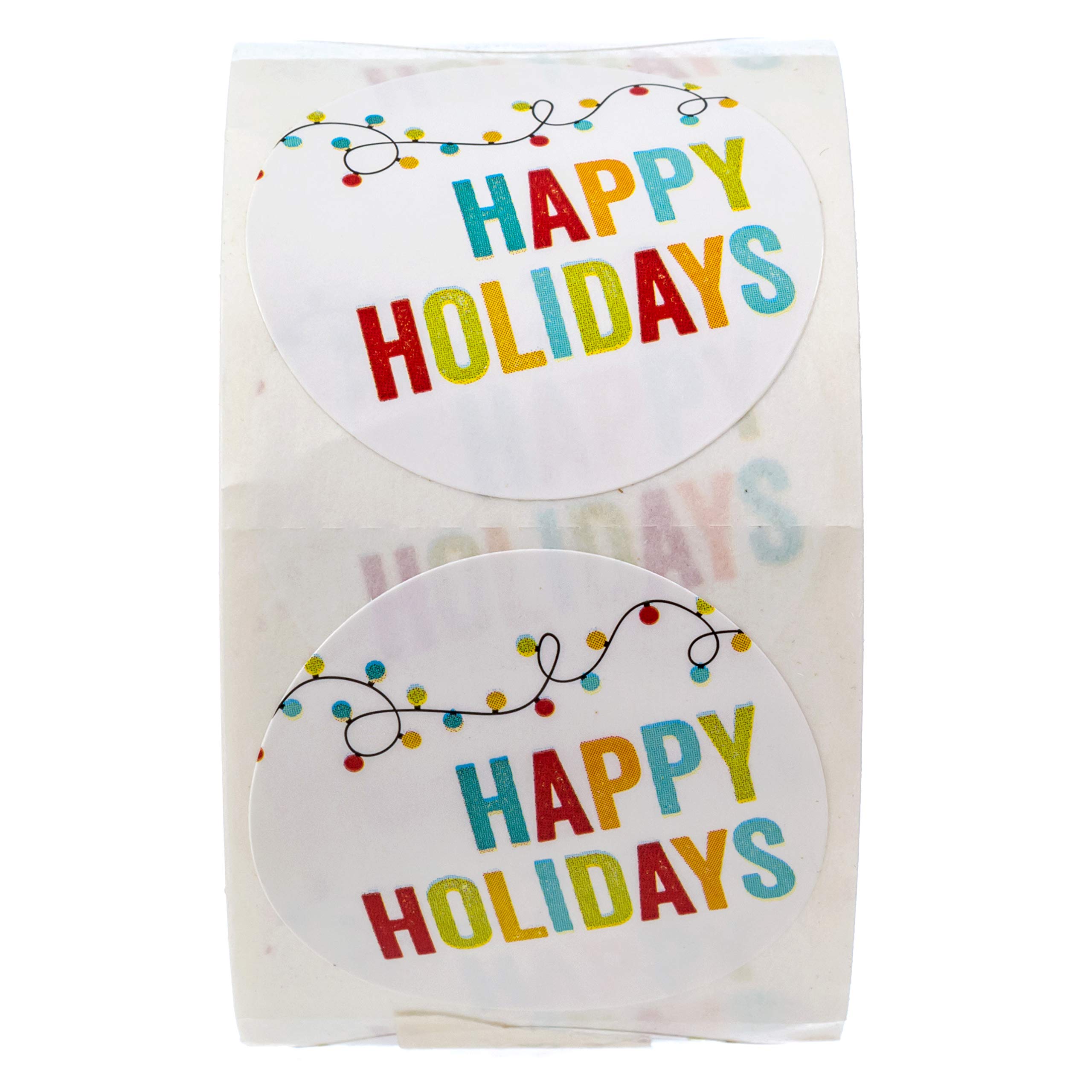 String of Lights Happy Hoildays Stickers / 500 Festive Christmas Lights Labels / 1.5" Small Business Holiday Label/Winter Envelope Seals/Made in The USA