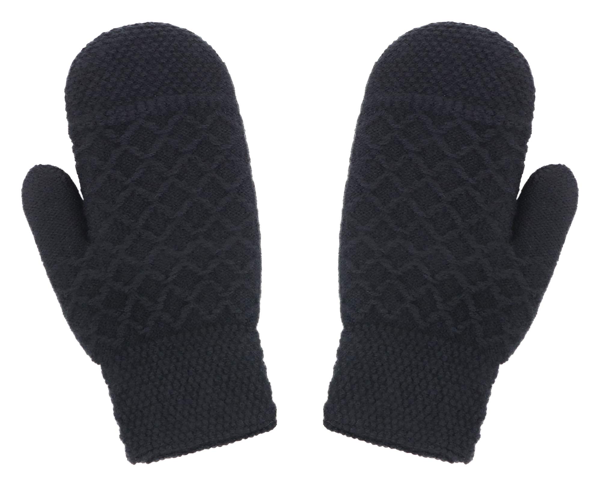 Verabella Womens Mittens Cold Weather Winter Knit Mittens for Women Warm Lining Winter Mittens Women,2 Pairs,Off-white/Black