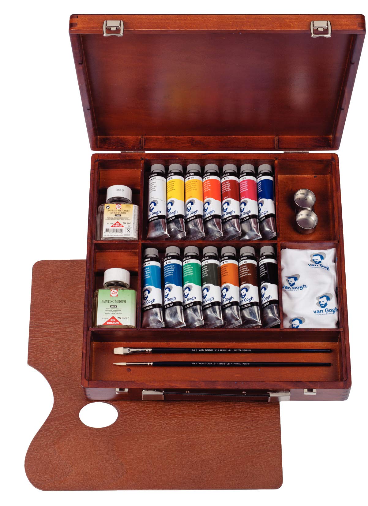 Van Gogh Oil Color Paint, 14x40ml Tubes + Accessories, Wooden Box Inspiration Set
