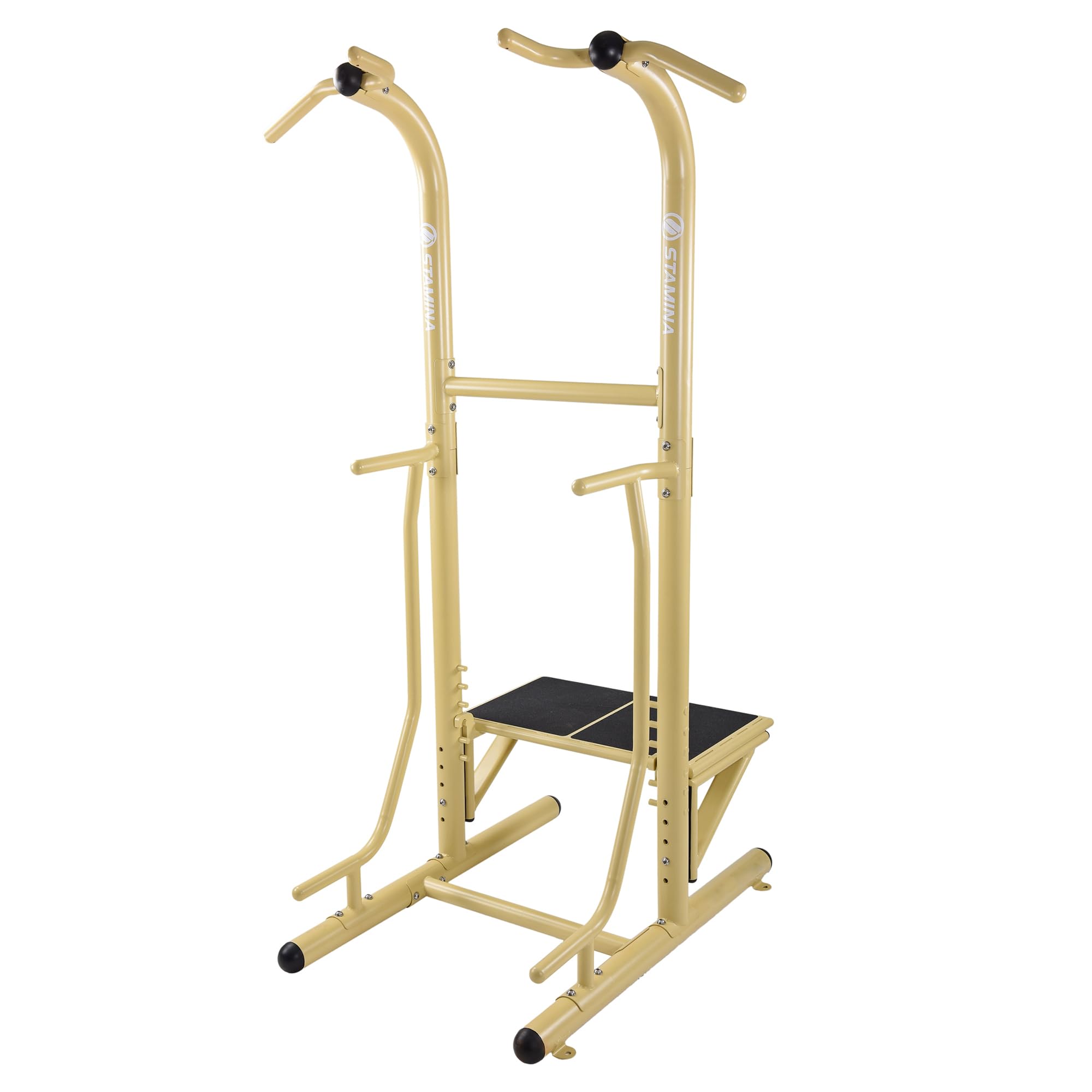 Stamina Outdoor Fitness Power Tower Pro with Plyo Box - Dip Bar Pull Up Bar Station with Smart Workout App - Dip Bars for Home Workout - Up to 300 lbs Weight Capacity