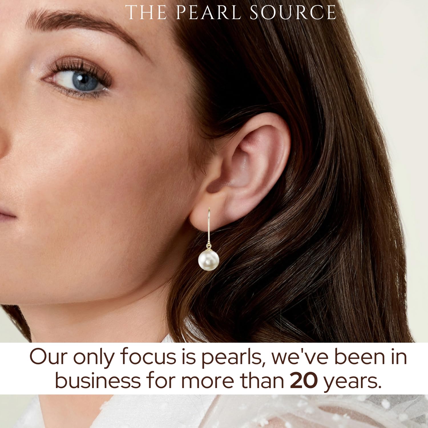 THE PEARL SOURCE 14K Gold 8-8.5mm AAA Quality Round Genuine White Akoya Cultured Pearl Leverback Earrings for Women