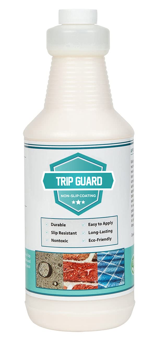 Trip Guard - Clear Anti Slip - Non Skid - Safety Tile and Floor Treatment - Multi-Surface Textured Coating for Stairs, Floors, Walkways & Concrete - Use on Any Slippery Surface Except Wood