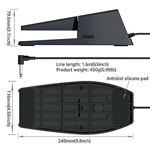 Wuxic new Sustain Pedal,Universal for Yamaha Casio Roland Korg Behringer Moo digital Piano and Midi Electronic keyboards
