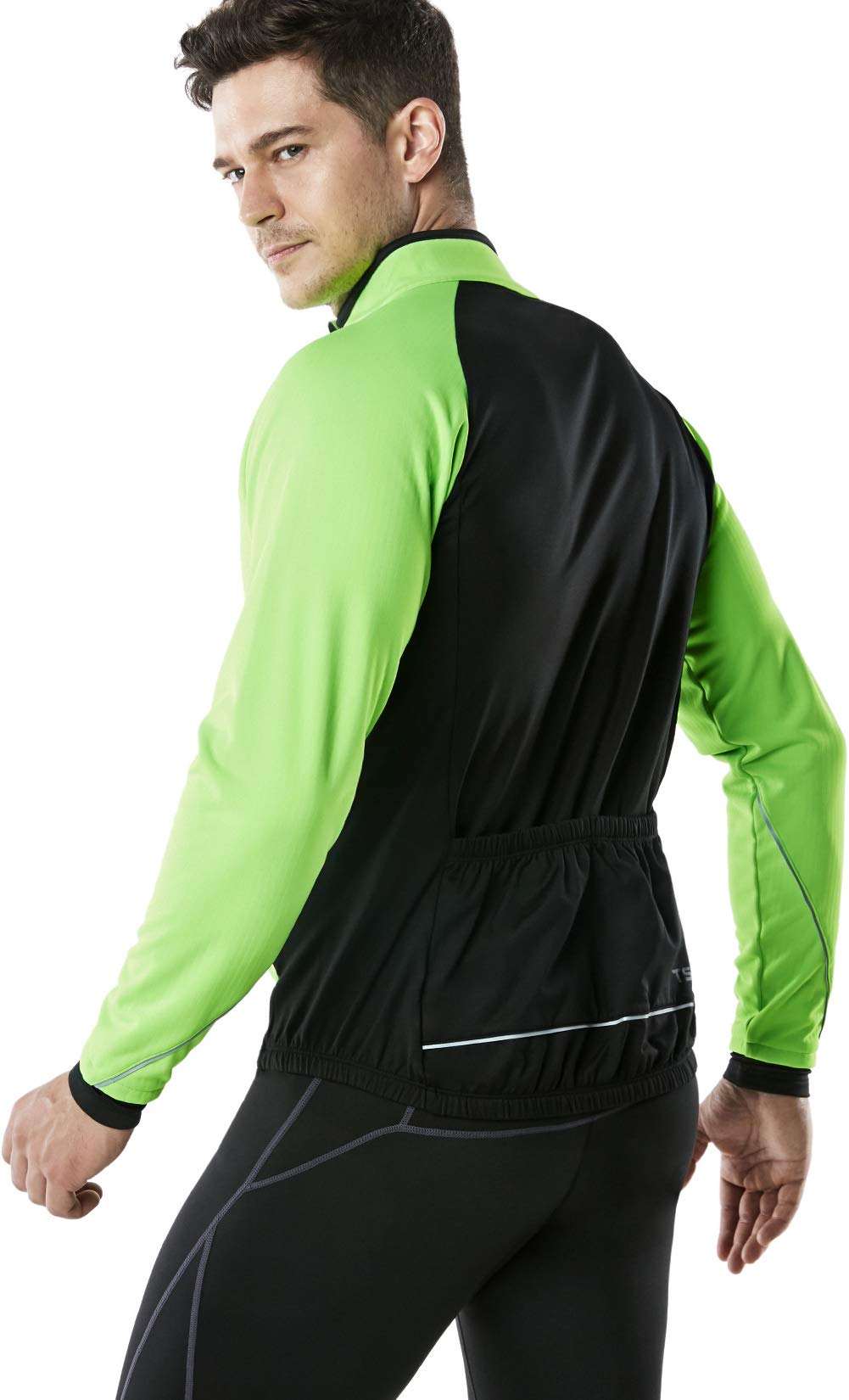 TSLA Men's Winter Cycling Jackets, Cold Weather Workout Running Jacket, Warm Thermal Softshell Bike Windbreaker, Cycling Windproof Jacket Neon Green, Medium