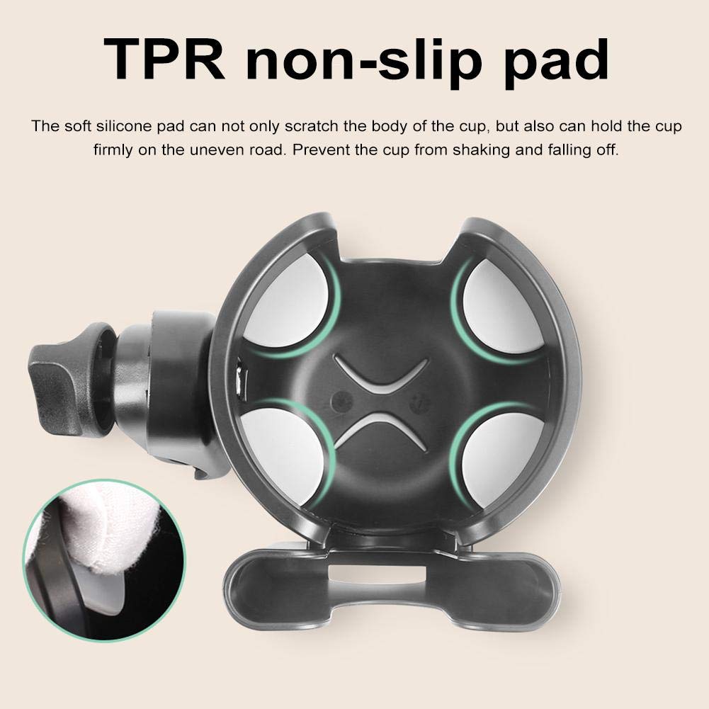 Stroller Cup Holder, Universal Cup Holder Rack, 2 in 1 Bottle Holder for Buggy Pushchair Wheelchair Bike and More