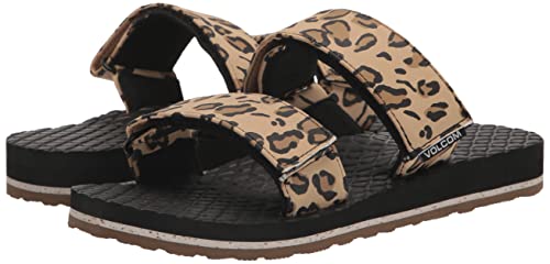 Volcom Women's ECO Recliner Slide Sandal, Leopard, 9
