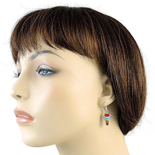 Turquoise Network Genuine Gemstone Pendant & Earrings Set in 925 Sterling Silver with 20" Chain (Multi)