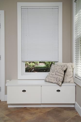 Vinyl Mini Blinds 1-inch Cordless Room Darkening Blind for Windows - Starting at $9.97 - (Over 1,400 Add'l Custom Sizes) Vinyl Blinds, Mini Blinds, Window Blinds Cordless, White - 26" W x 60" H