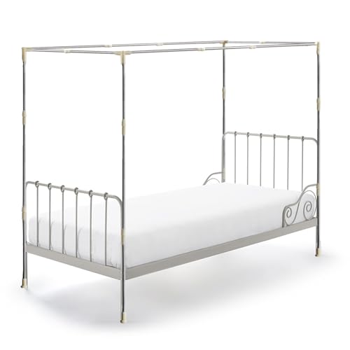 Stainless Steel Canopy Bed Frame Adjustable Bed Canopy Post Poles for Twin Size Beds, Bed Canopy Frame for Metal Platform Bed Wood Bed(Twin), Silver