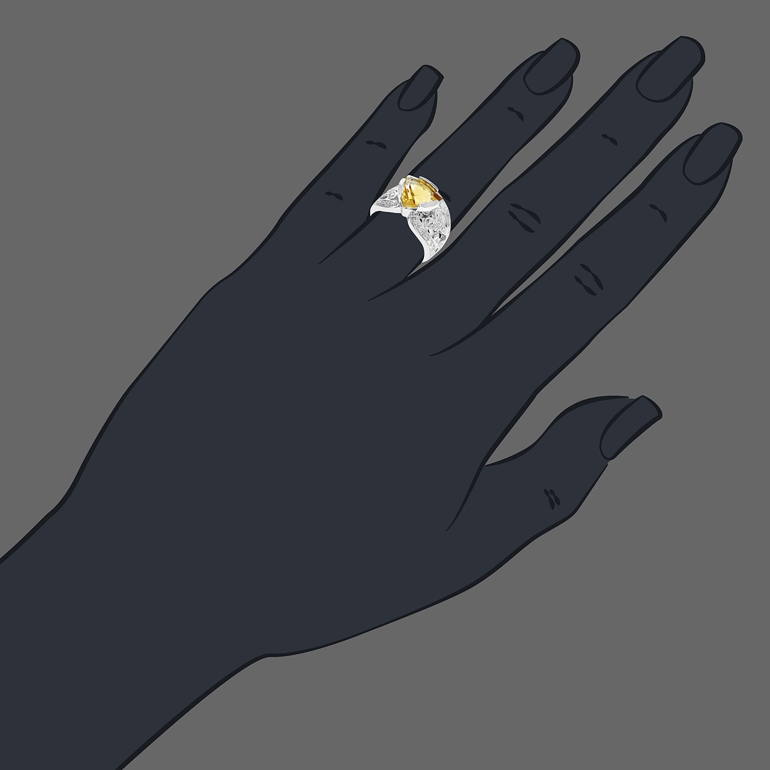 VIR JEWELS 2.50 cttw Citrine Fashion Ring Brass with Rhodium Plating Triangle Shape 11 MM Size 7
