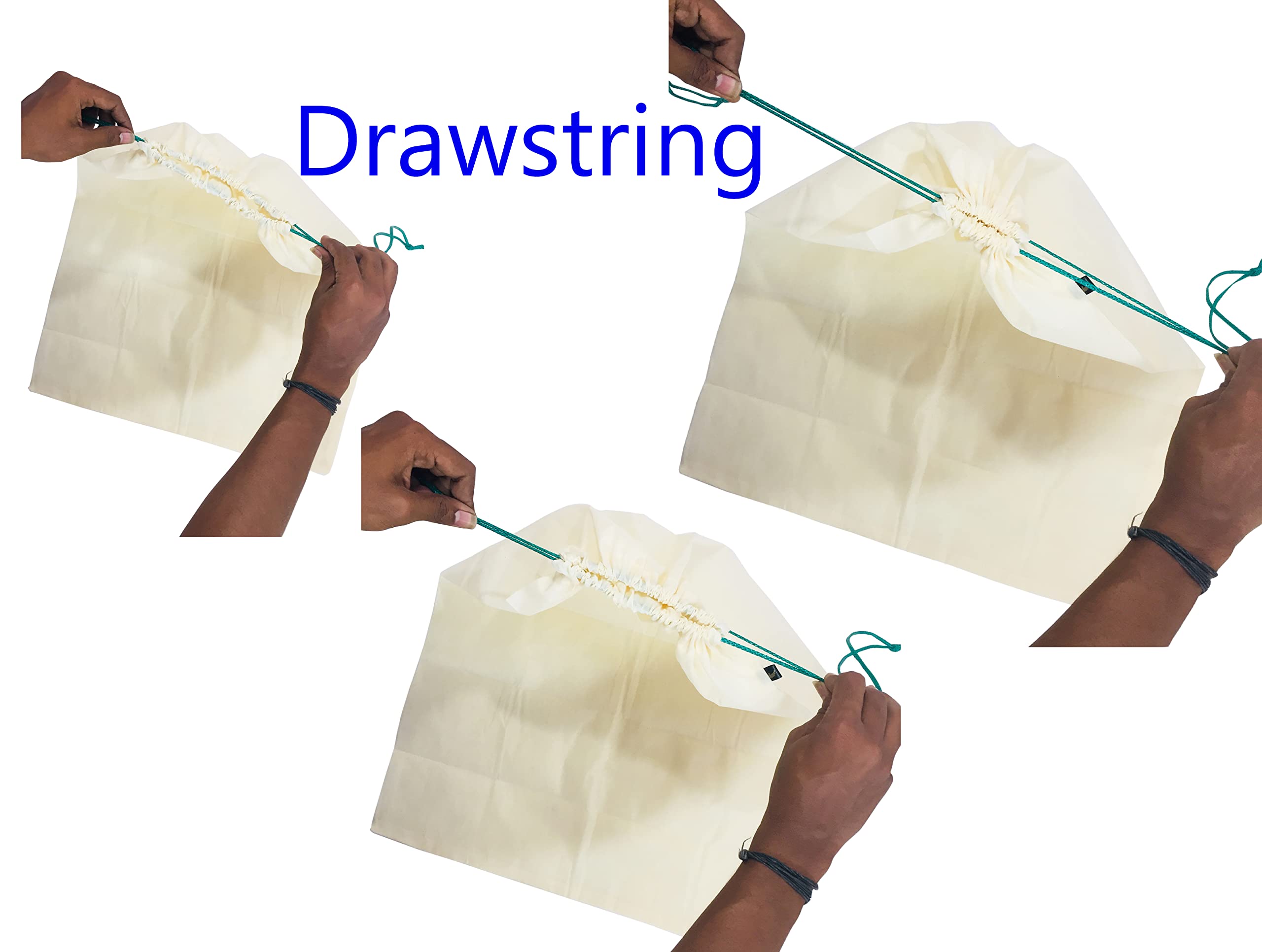 Star Quick Links XL - (19 x 25 Inch) Set of 3 Cotton Breathable Dust-Proof Drawstring Storage Pouch Bag