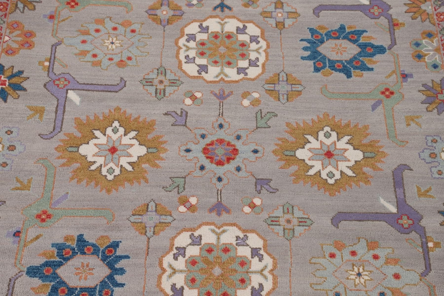 Transitional Collection 9 x 12 Oushak Area Rug, Floral/Geometric Wool Carpet for Home Décor, Living Room, Dining Room, and Bedroom