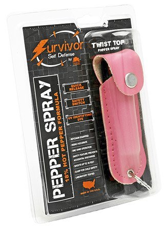 Survivor Self Defense Pepper Spray Pink Keychain Holster