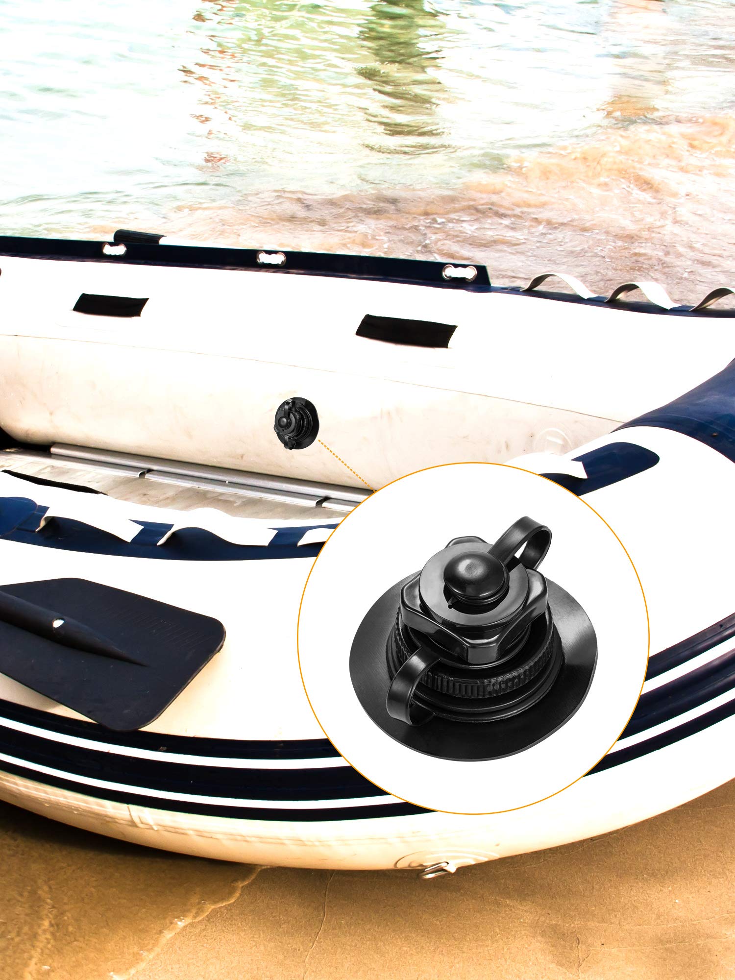 Zhanmai 8 Pieces Boston Valve Replacement Inflatable Boat Air Valve Screw Boston Valve for Rubber Dinghy Raft Kayak Pool Boat Airbeds, Black