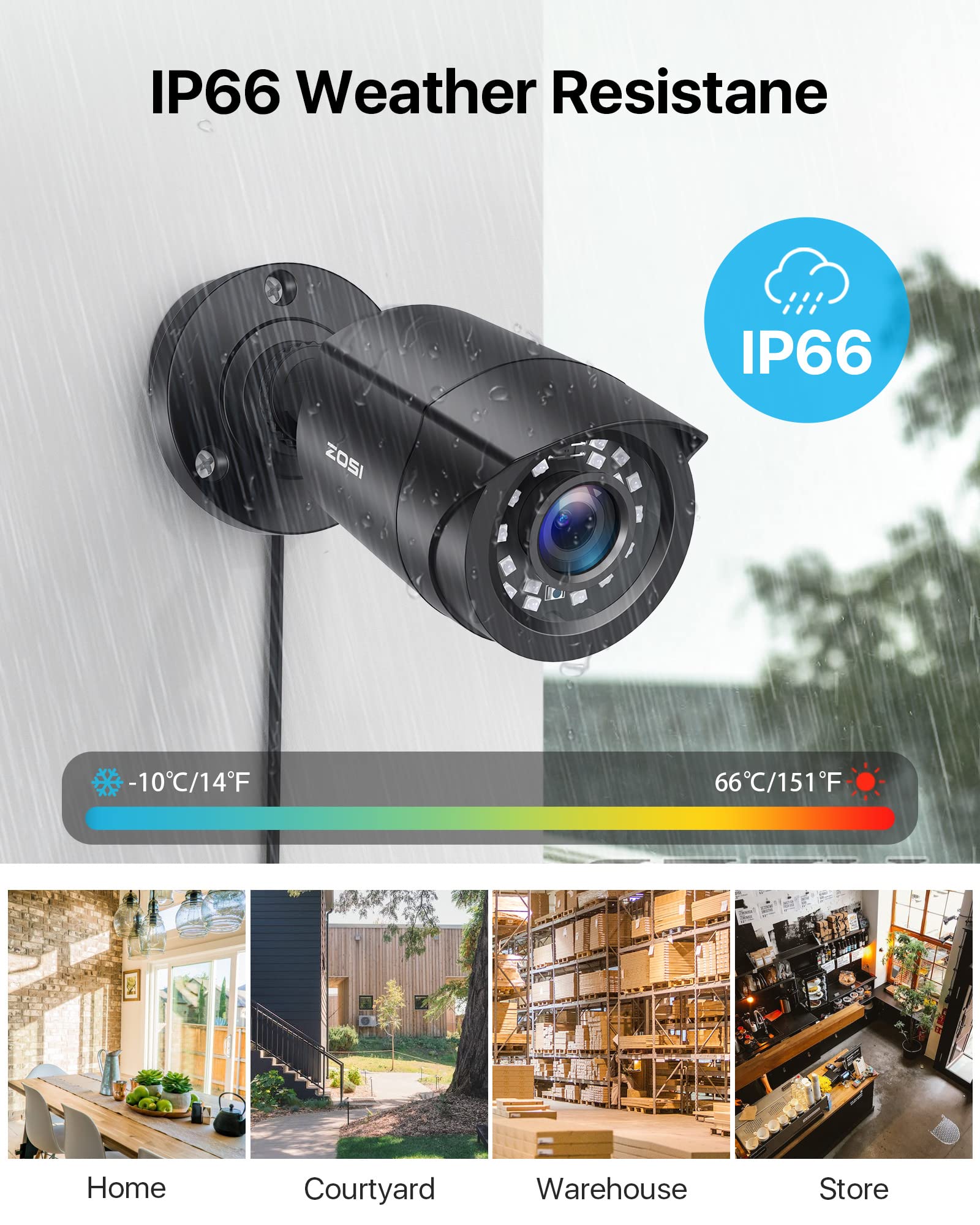 ZOSI 3K Lite Security Camera System Indoor Outdoor,AI Human/Vehicle Detection,Night Vision,Remote Access,4pcs 1080P 1920TVL Weatherproof Surveillance Cameras,H.265+ 8CH 5MP Lite CCTV DVR(NO HDD)