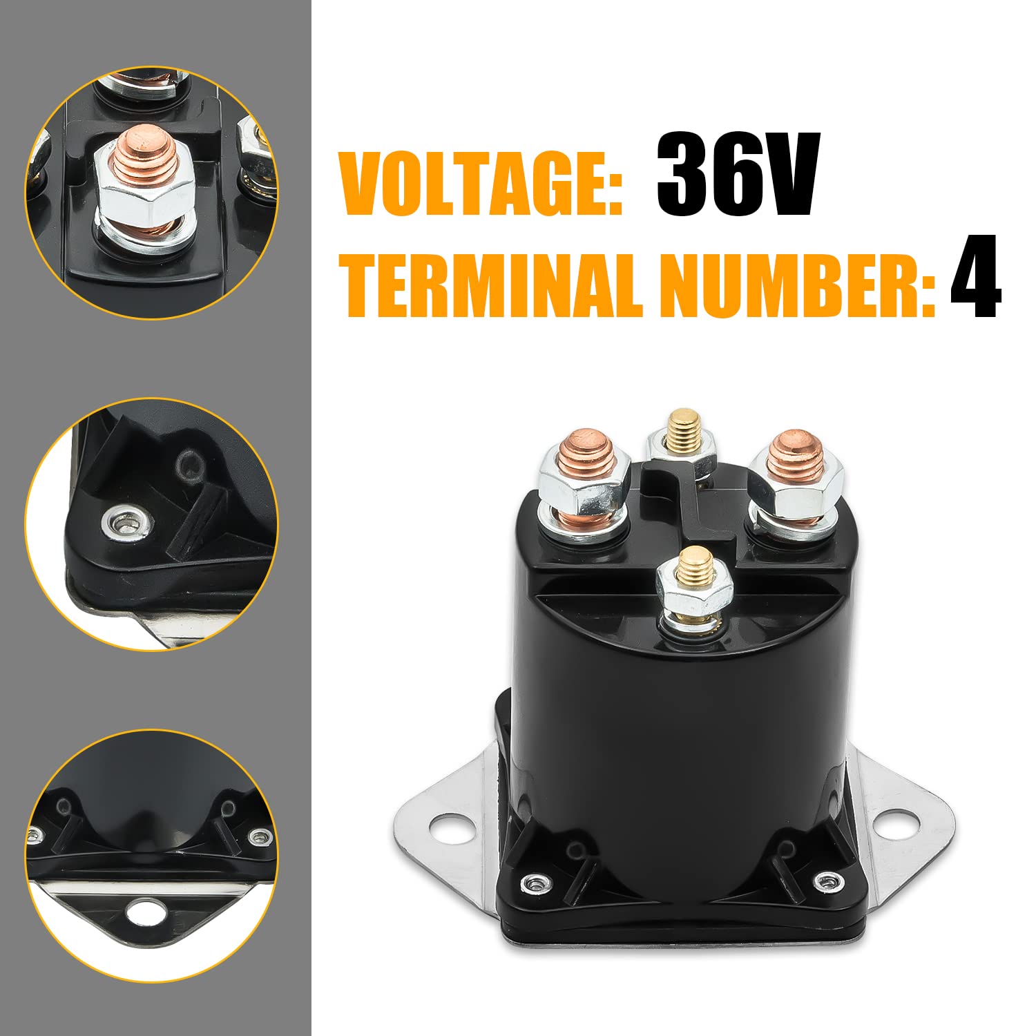 Wztepeng 5Pcs 36v golf cart solenoid 4 Terminals Solenoids Compatible with 1976-1998 Club Car DS Golf Cart,Replace# 8016