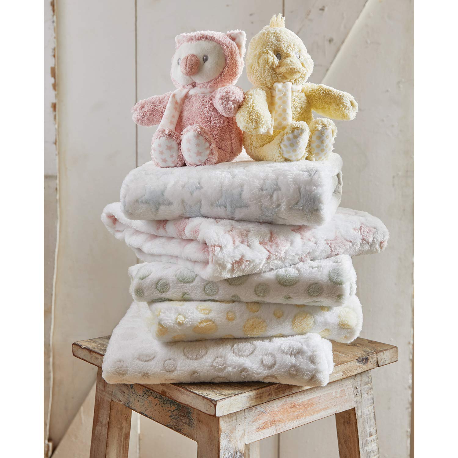 Stephan Baby Snuggle Fleece Crib Blanket, Plush Toy & Rattle Gift Set, Blue Hippo