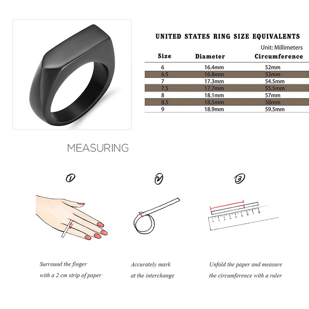 XSMZB Cremation Rings for Ashes Simple Square Band Ring Keepsake Arrow Band Finger Ring Holder Ashes for Pet Human Memorial Urn Ring for Men Women (Black,7)