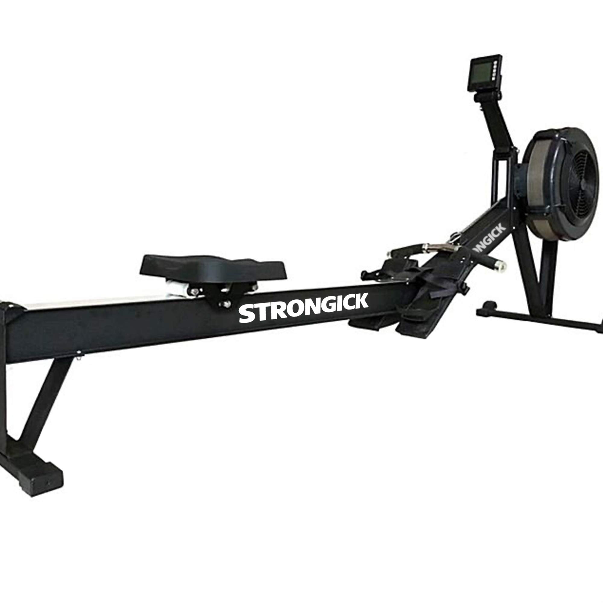 STRONGICK Foldable Rowing Machine with 10 Resistance Settings - Bluetooth Option, Transport Wheels, LCD Monitor - Rower Machine for Home, Office, Garage Use