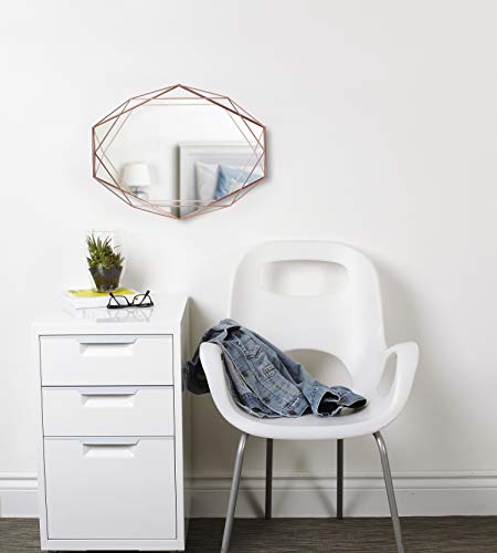 Umbra 358776-880 Prisma Modern Geometric Shaped Oval Mirror Wall Decor for Bedroom, Bathroom, Living, Dining Room, 22.5" Length x 17" Height x 3.75” Width, Copper