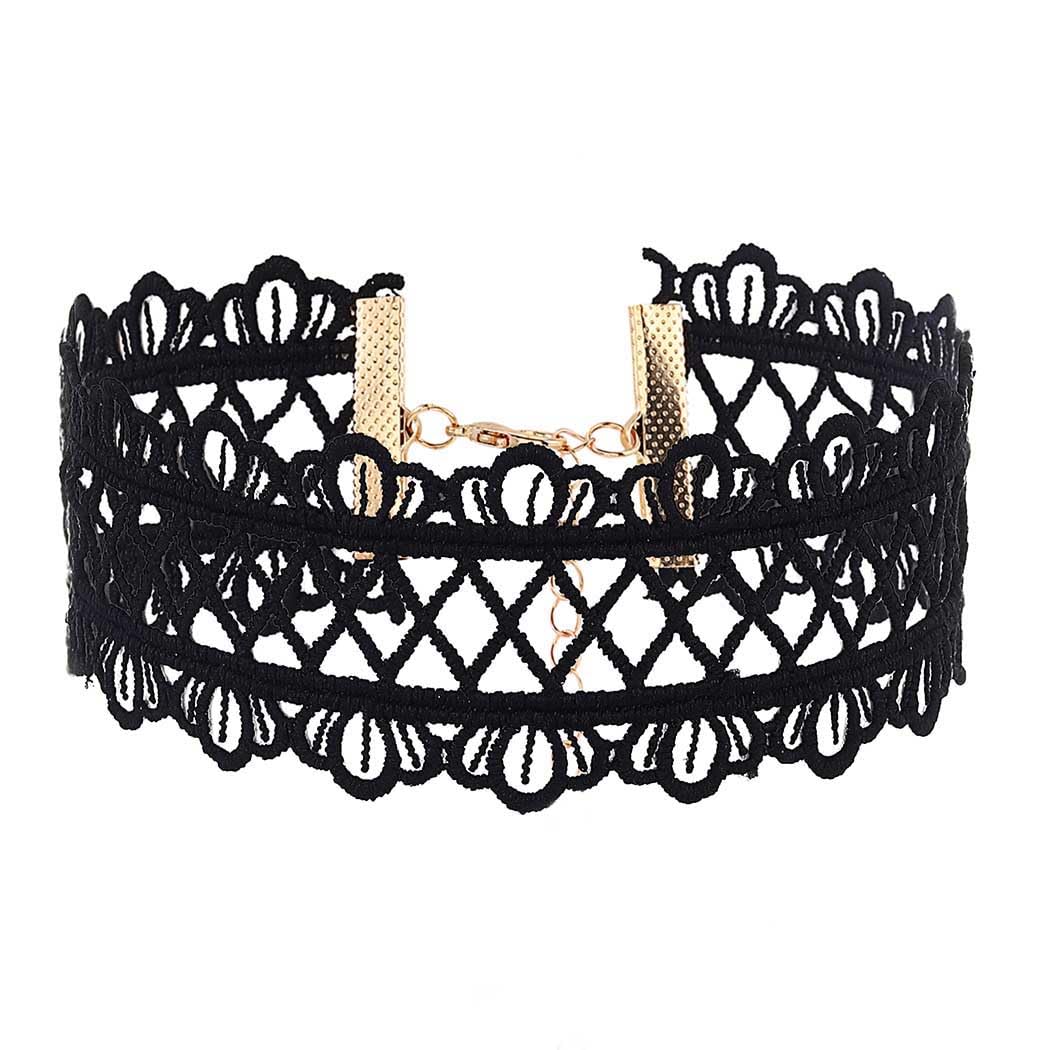 Zoestar Lace Choker Necklaces Vintage Black Elastic Stretch Necklace Chain Accessories for Women