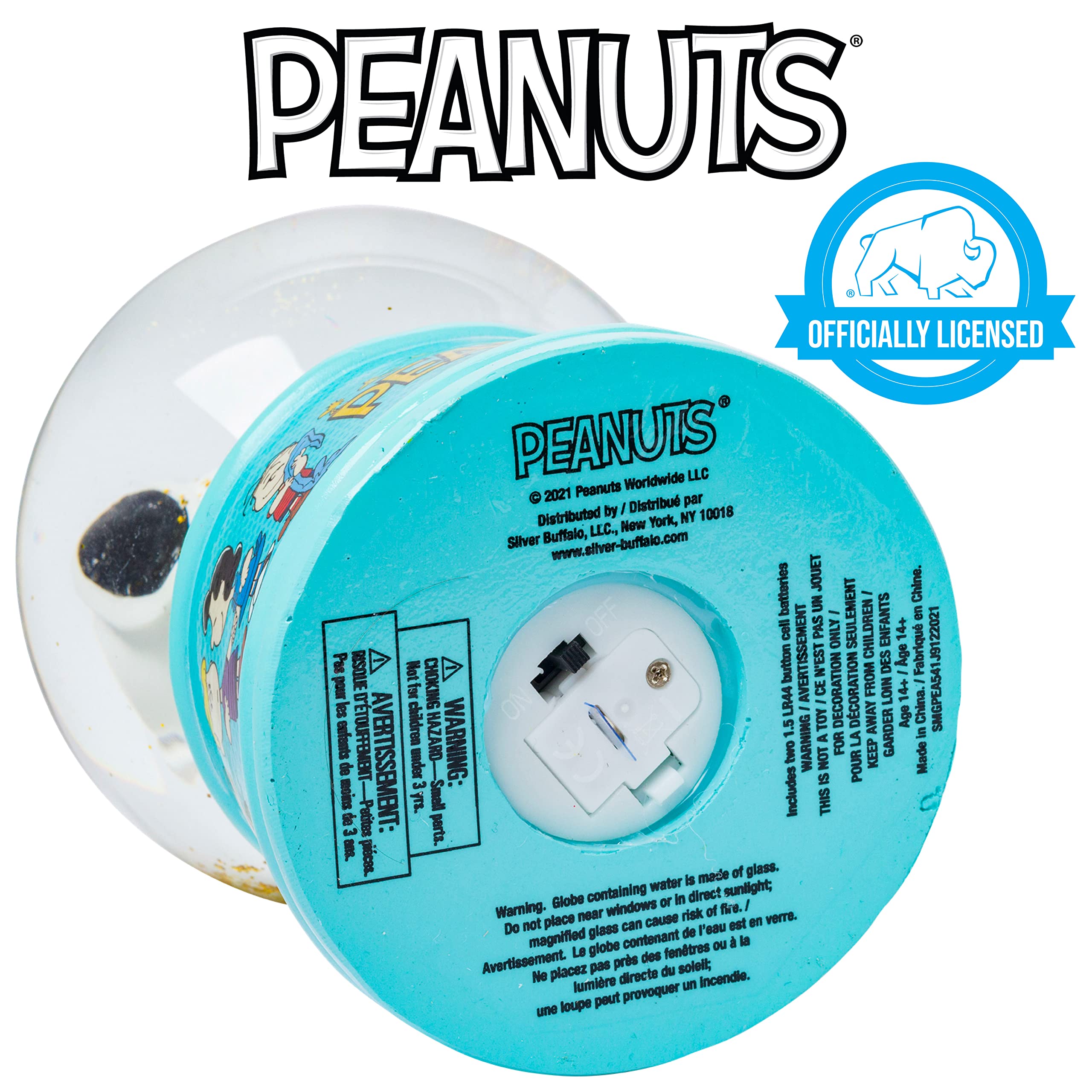 Silver Buffalo Peanuts Snoopy Sitting Light Up Snow Globe, 100mL