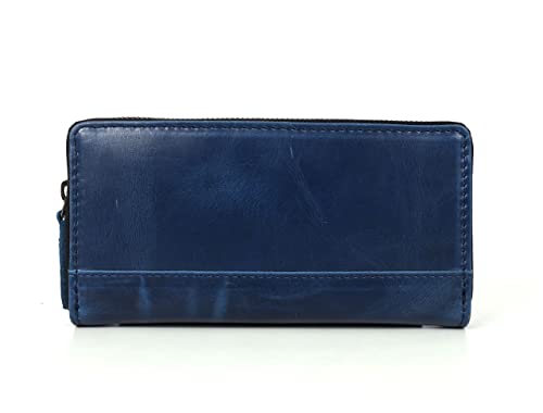 Women's RFID Blocking Large Capacity Leather Wallet Zip Around Phone Clutch Large Travel Purse Wristlet (Hickory)