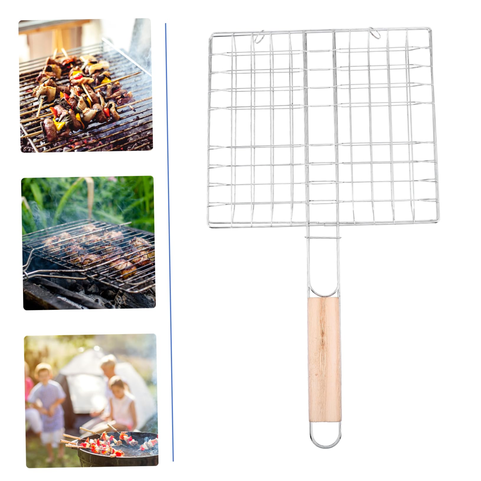 SECFOU 1pc BBQ net Cooking Fish Grill Rack Holder Stainless Steel Grill Grate Cooling Racks Barbeque Grill Grilling Basket Fish Grill Basket Folding Grill Smoker Iron Barbecue Hamburger