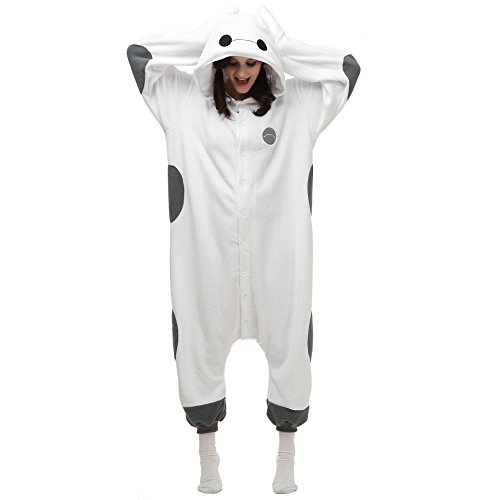 TSMY Halloween Costume Adult Unisex Baymax Onesie Pajamas White Large