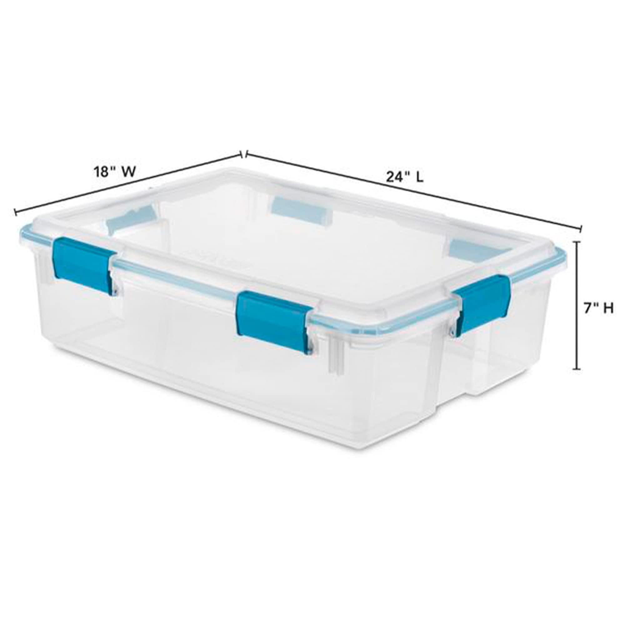 Sterilite Gasket Box, Stackable Storage Bin with Latching Lid, 37 Quart, 12 Pack