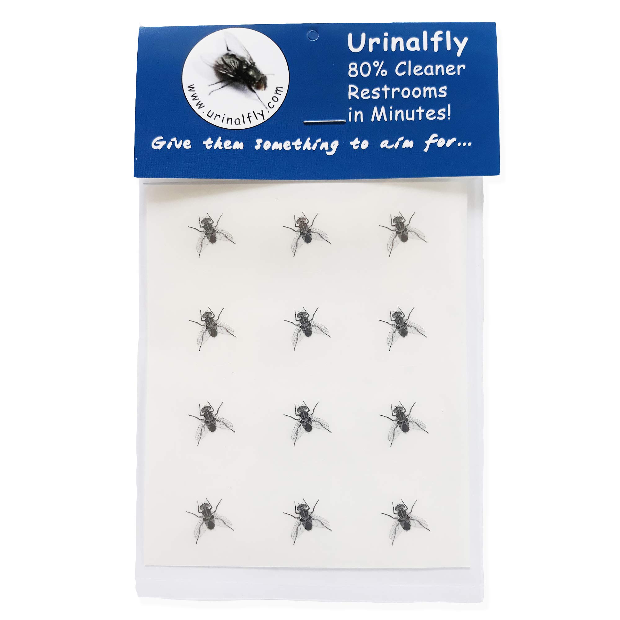 Urinal Fly Toilet Stickers, 12 Pack, The Original Fly, 80% Cleaner Bathrooms in Minutes!