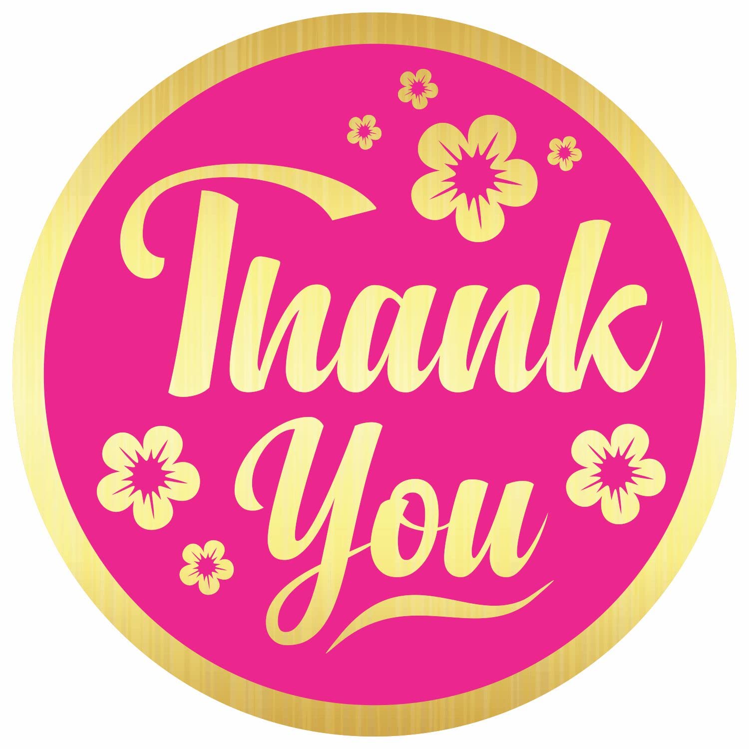 Thank You Stickers Seals Labels (Pack of 120) 2" Large Round Gold Foil Stamping for Cards Gift Envelopes Boxes - Magenta