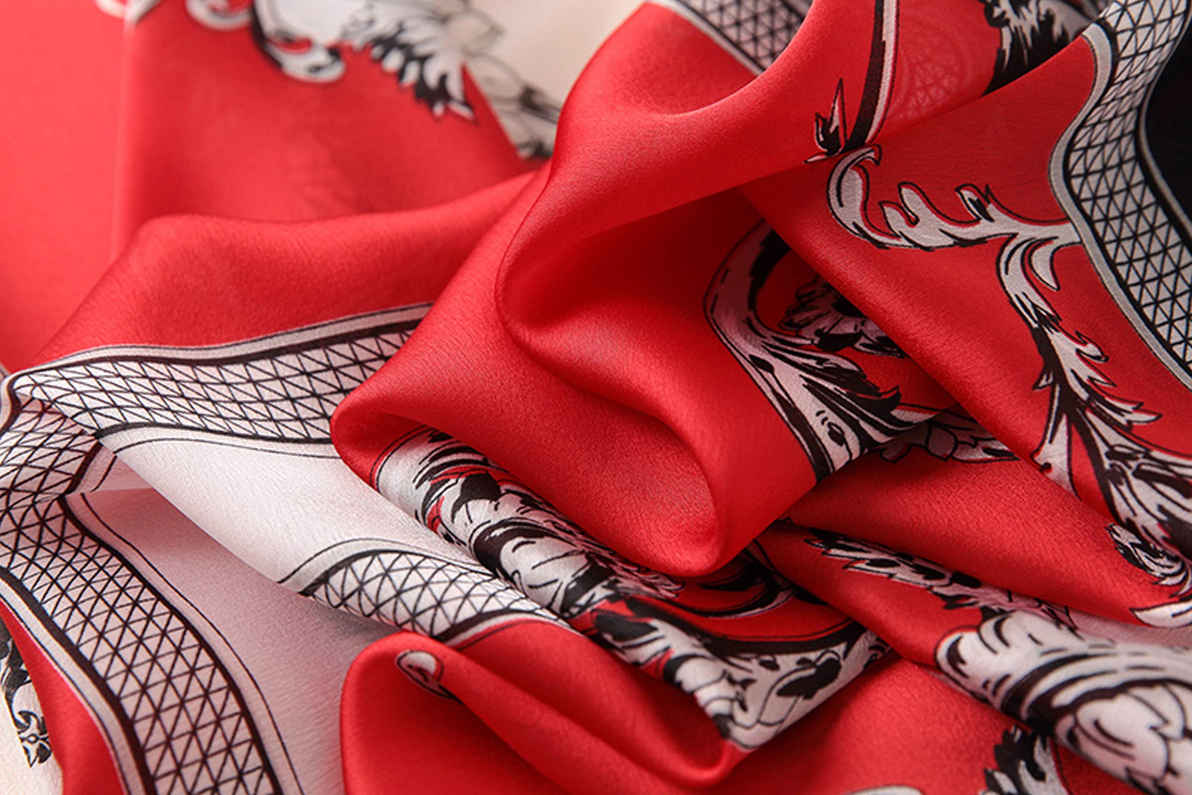 YMXHHB Silk Scarf 100% Mulberry Silk Fashion Scarves Long Lightweight Shawl Wrap (6710 Red)