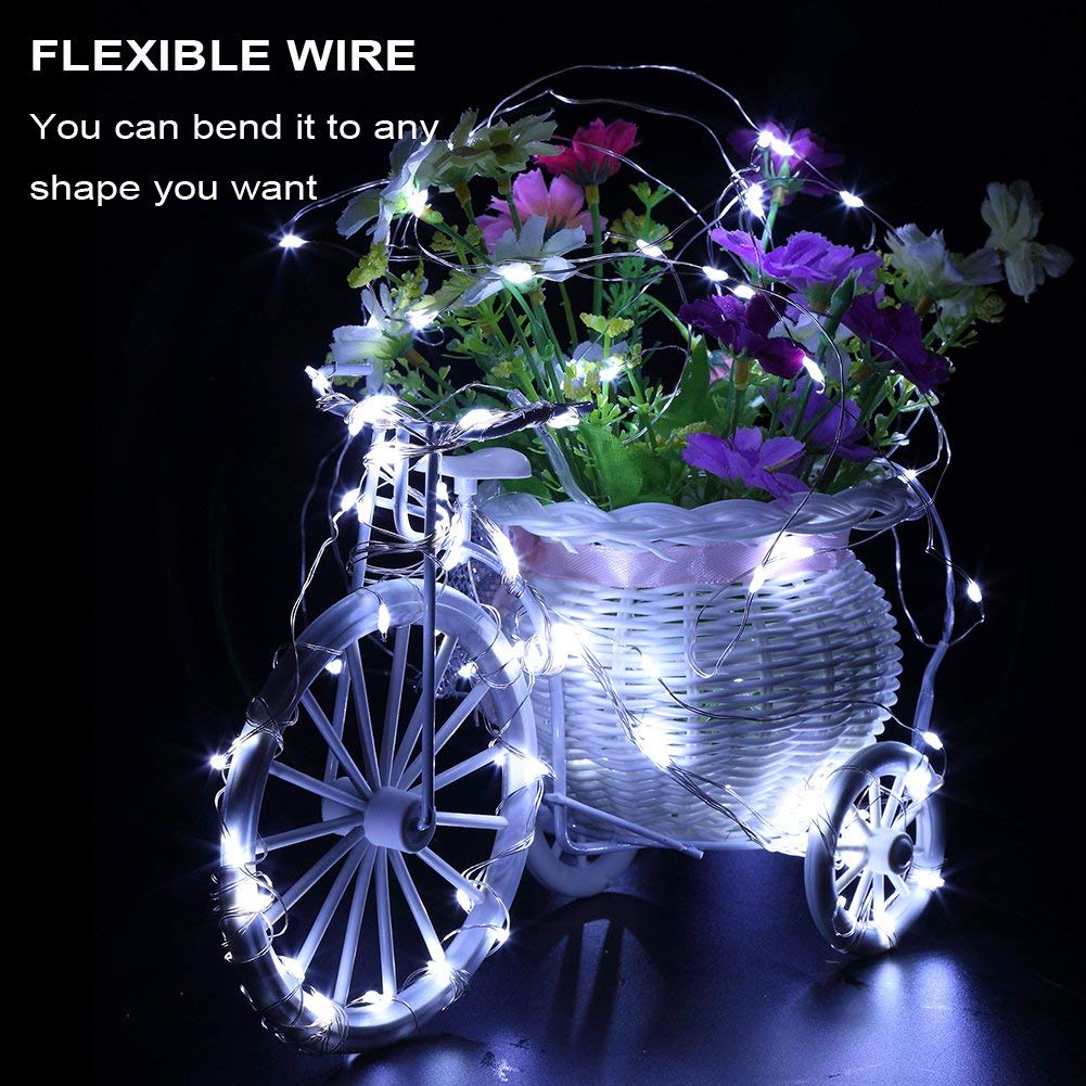 TingMiao Cool White Fairy String Lights Battery Operated Firefly Lights LED Starry Lights 7.2ft 20 LEDs Silvery Copper Wire for Christmas DIY Decoration Wedding Party (6 Pack)