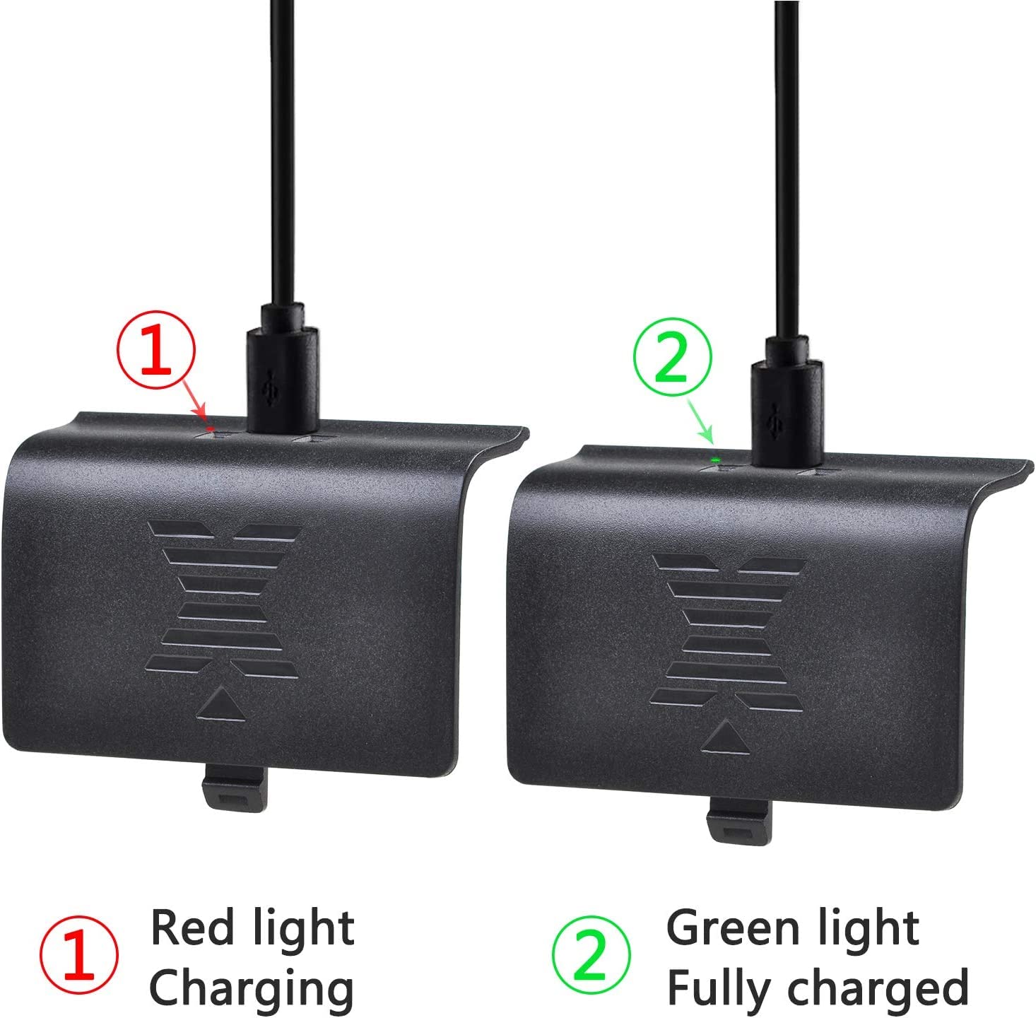 Xbox One Rechargeable Battery Pack, 2 Pack 1100mAh Xbox One Controller Battery for Xbox One S/X/Elite Controller with 2 in 1 USB Cable(Not for Xbox Series S/X)
