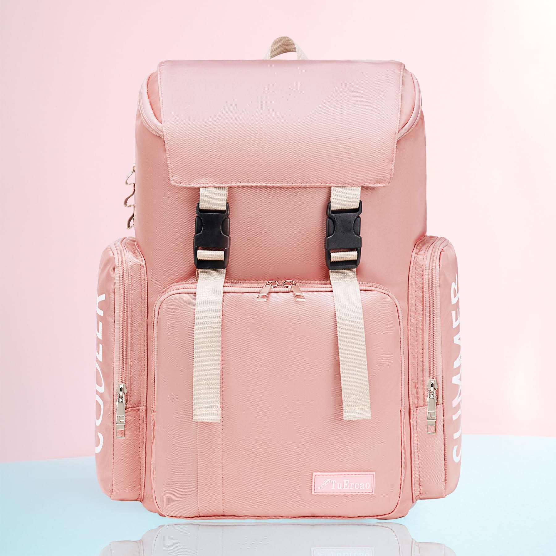 TuErCao Rose Pink Cooler Backpack Insulated Hiking Backpack for Women Men, 32 Liters Capacity, Leakproof and Made, Stylish Design and Idea Gift