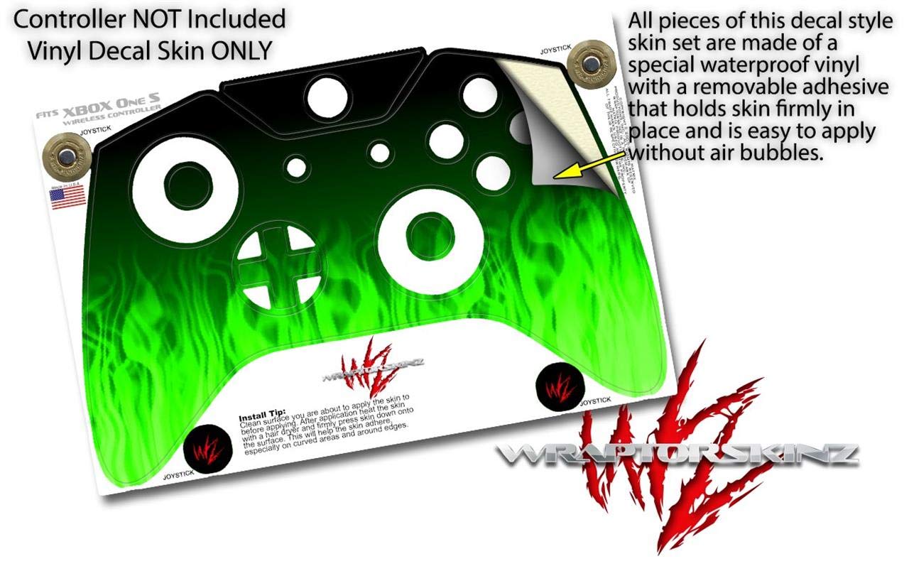 WraptorSkinz Decal Vinyl Skin Wrap compatible with XBOX One S / X Controller - Fire Green (CONTROLLER NOT INCLUDED)